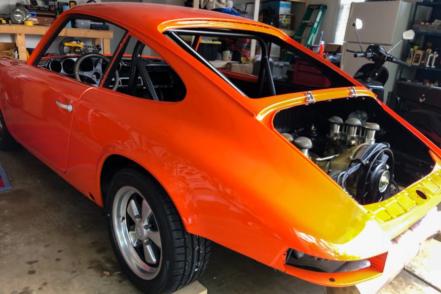 Crashed 959 rebuilt as Continental Orange Porsche 911R - Ferdinand